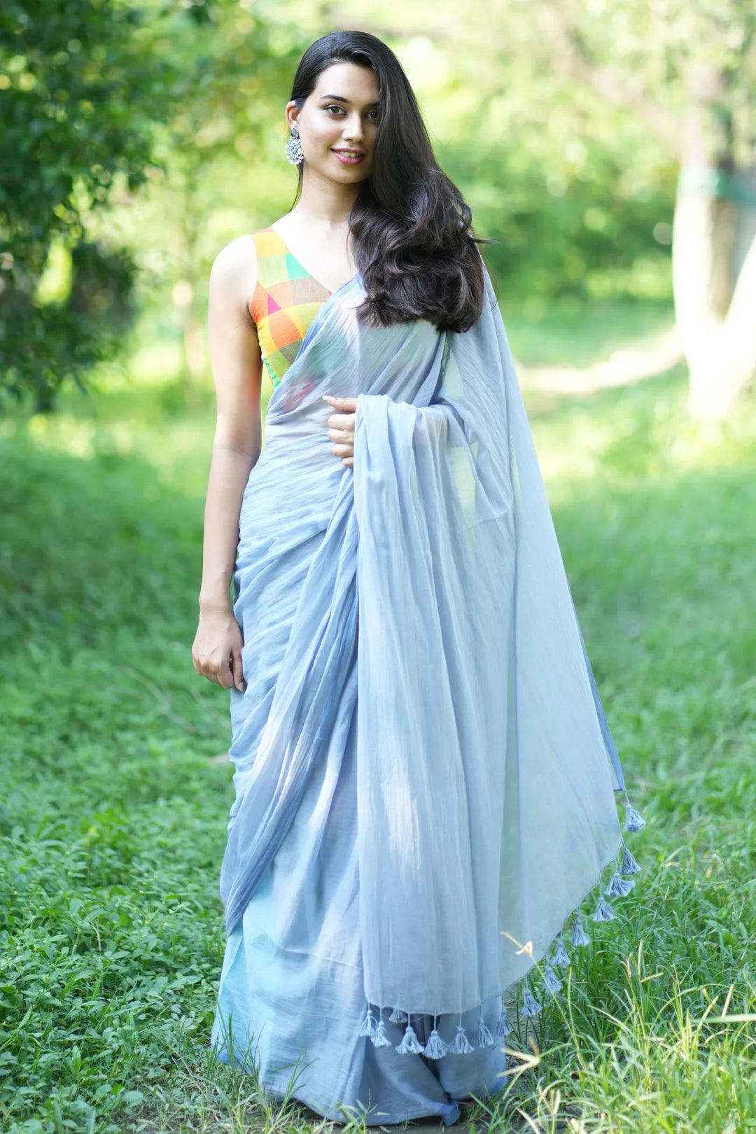 Midnight Melody Light Blue Saree - I Love Sarees