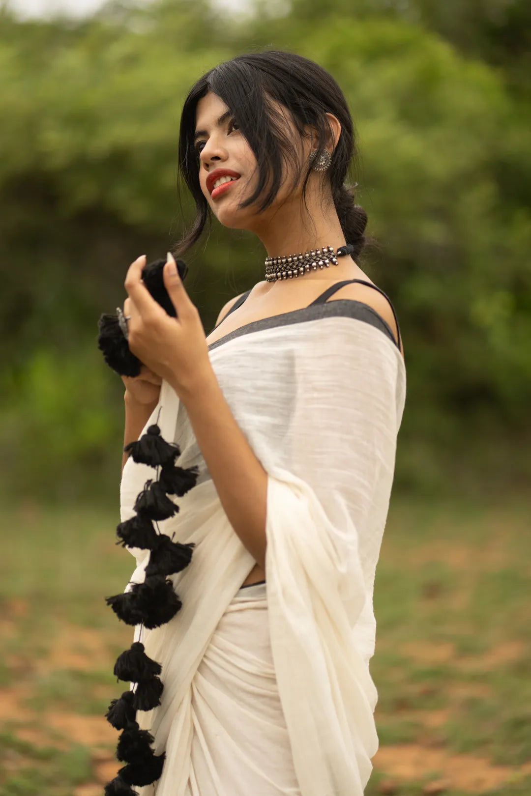 Water Nymphs Off White Saree - I Love Sarees