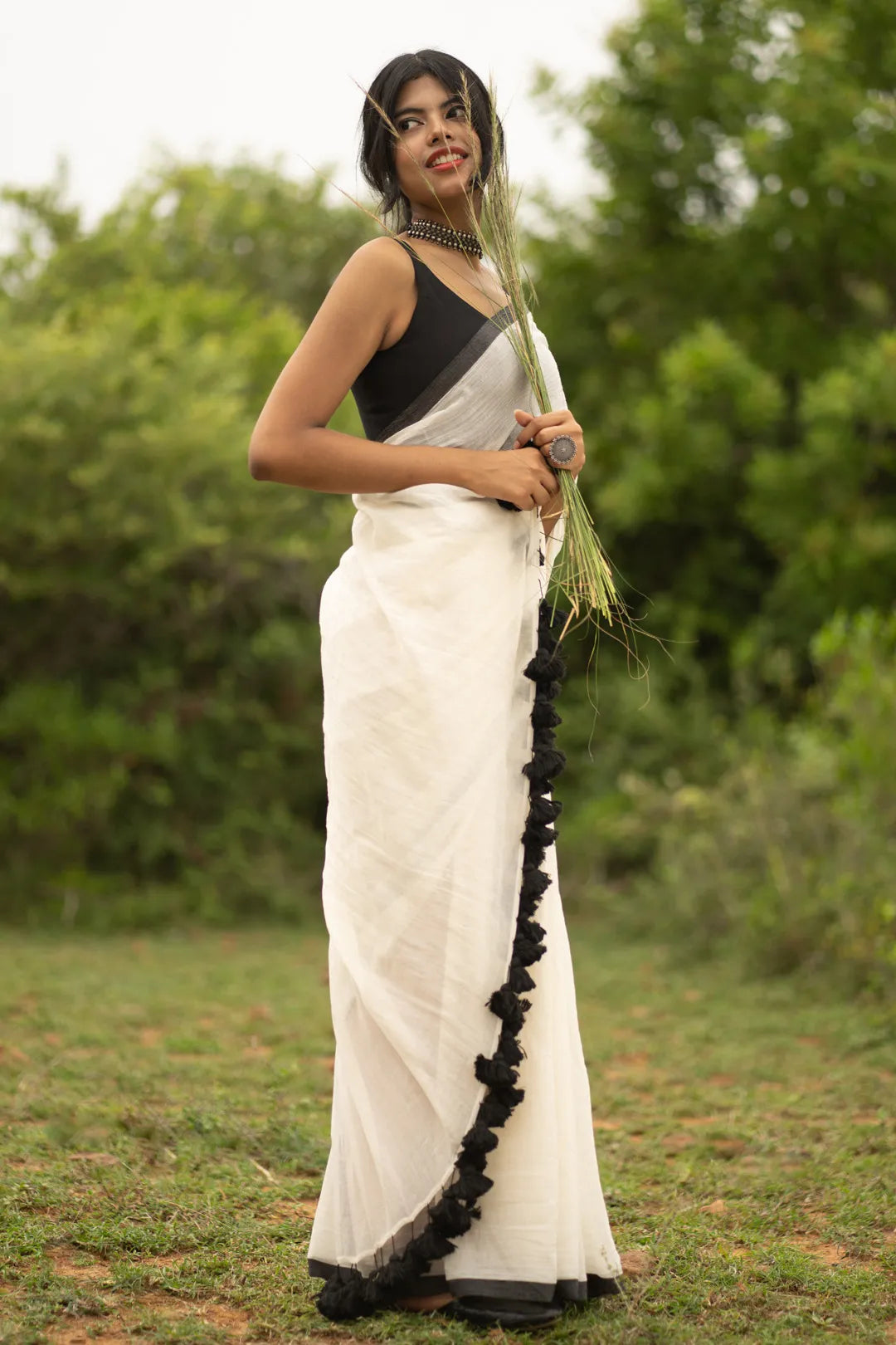 Water Nymphs Off White Saree - I Love Sarees